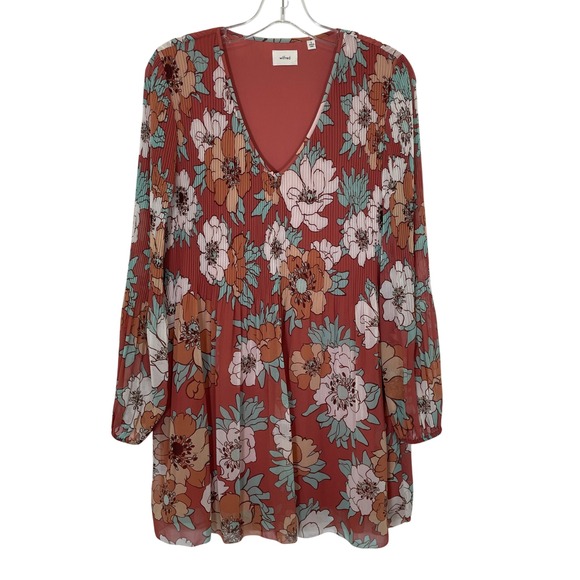 Wilfred | Dresses | Wilfred Aritzia Dress Floral Pleated Vneck Mini ...
